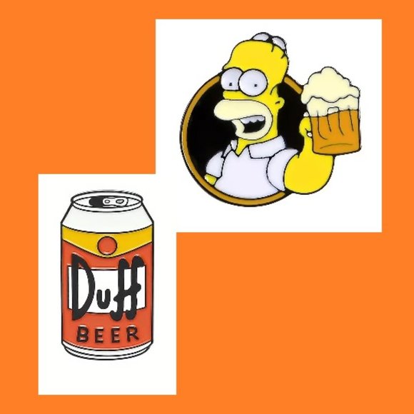 Jewelry | Wow 2 Pack Homer Simpson Duff Beer Enamel Lapel Pin Brooch ...
